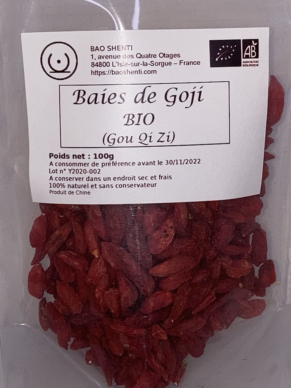 Organic Lycium fruit (Gou Qi Zi) - BAO SHENTI