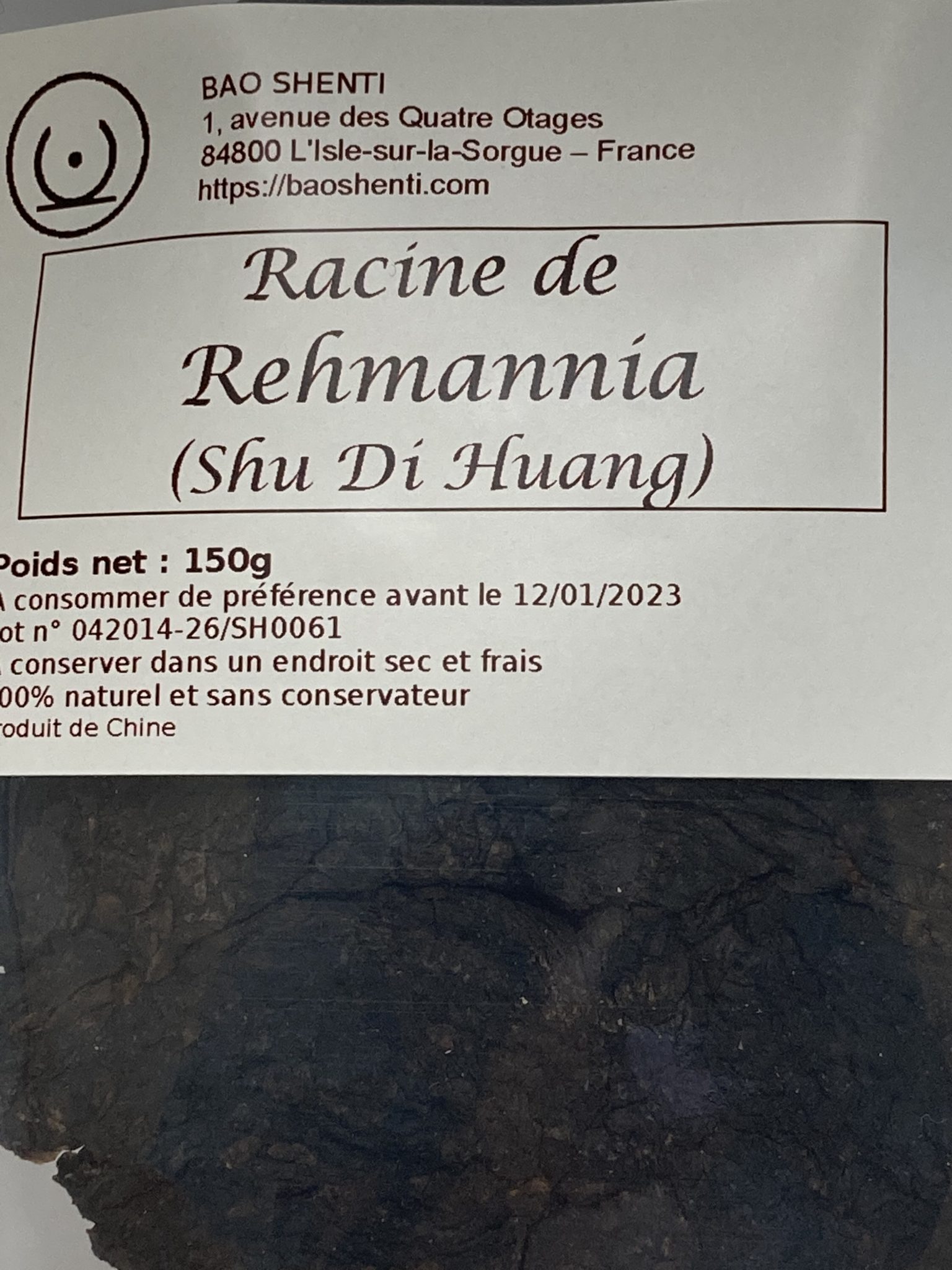 Rehmannia root (Shu Di Huang) - BAO SHENTI